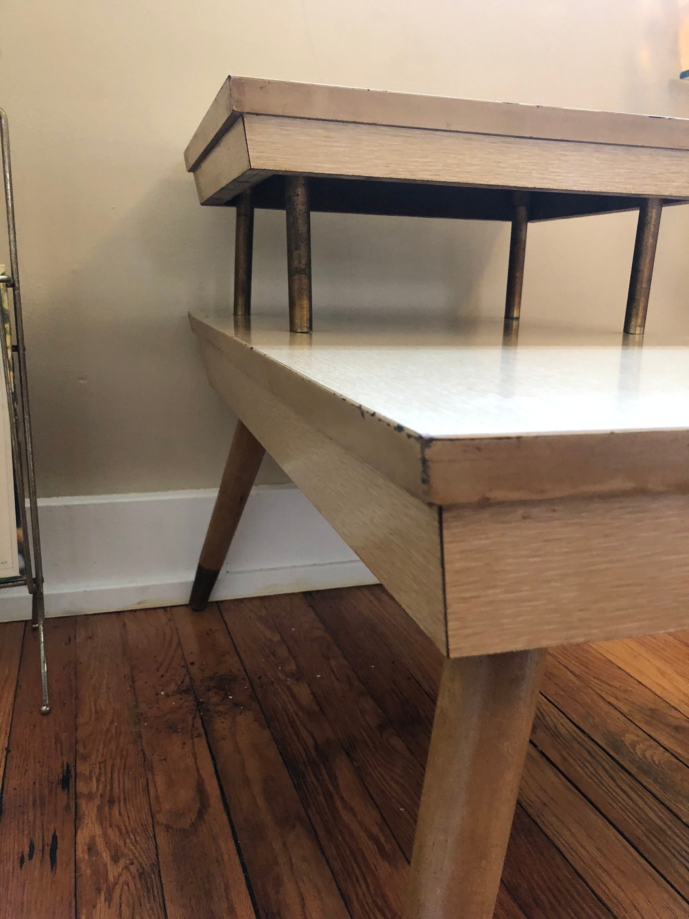 Vintage Mid-century Two-tiered Step Side Table, 1950s Retro Decor ...