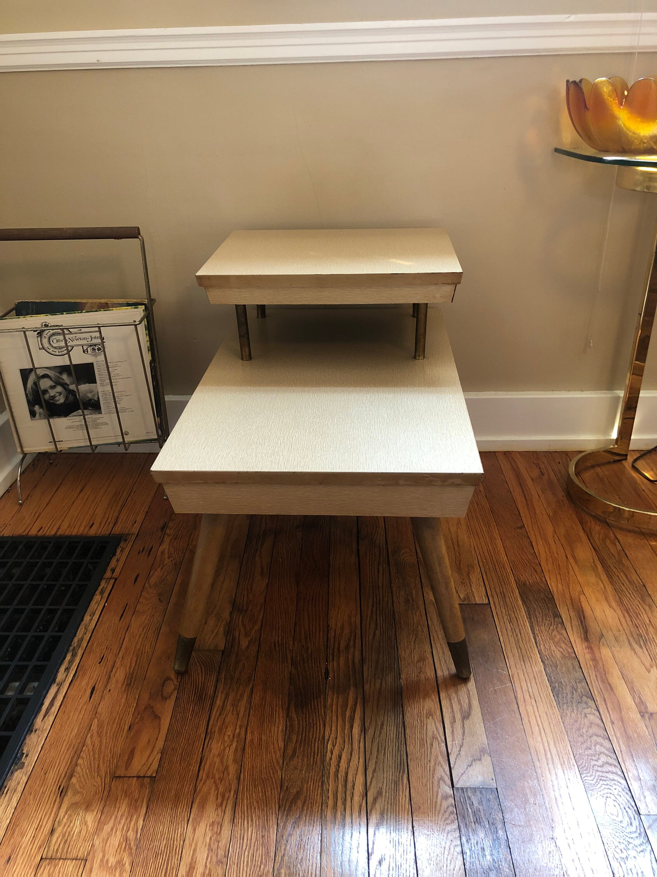 Vintage Mid-century Two-tiered Step Side Table, 1950s Retro Decor ...