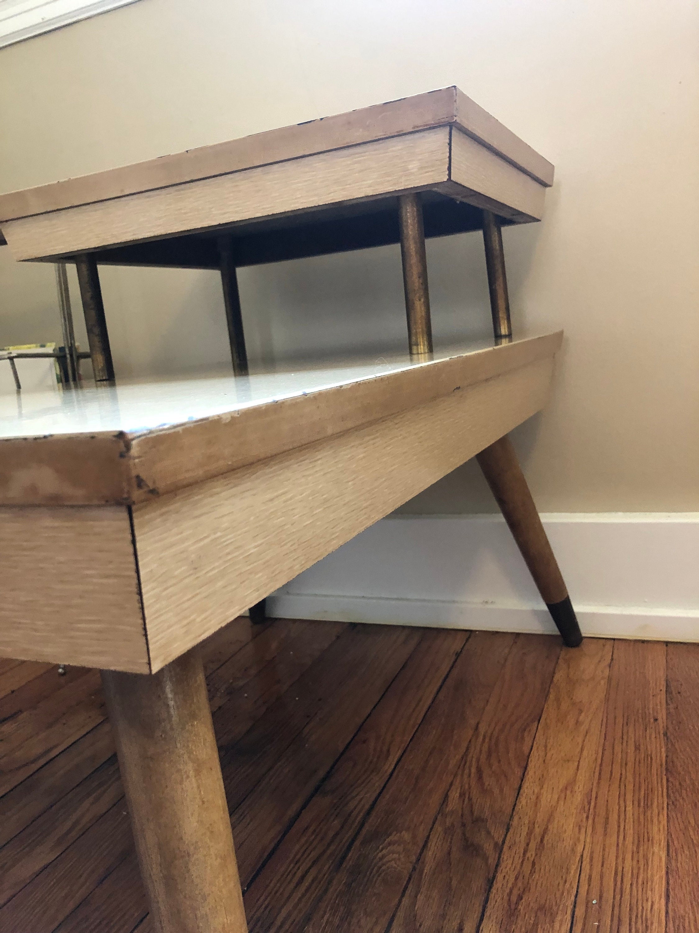 Vintage Mid-century Two-tiered Step Side Table, 1950s Retro Decor ...