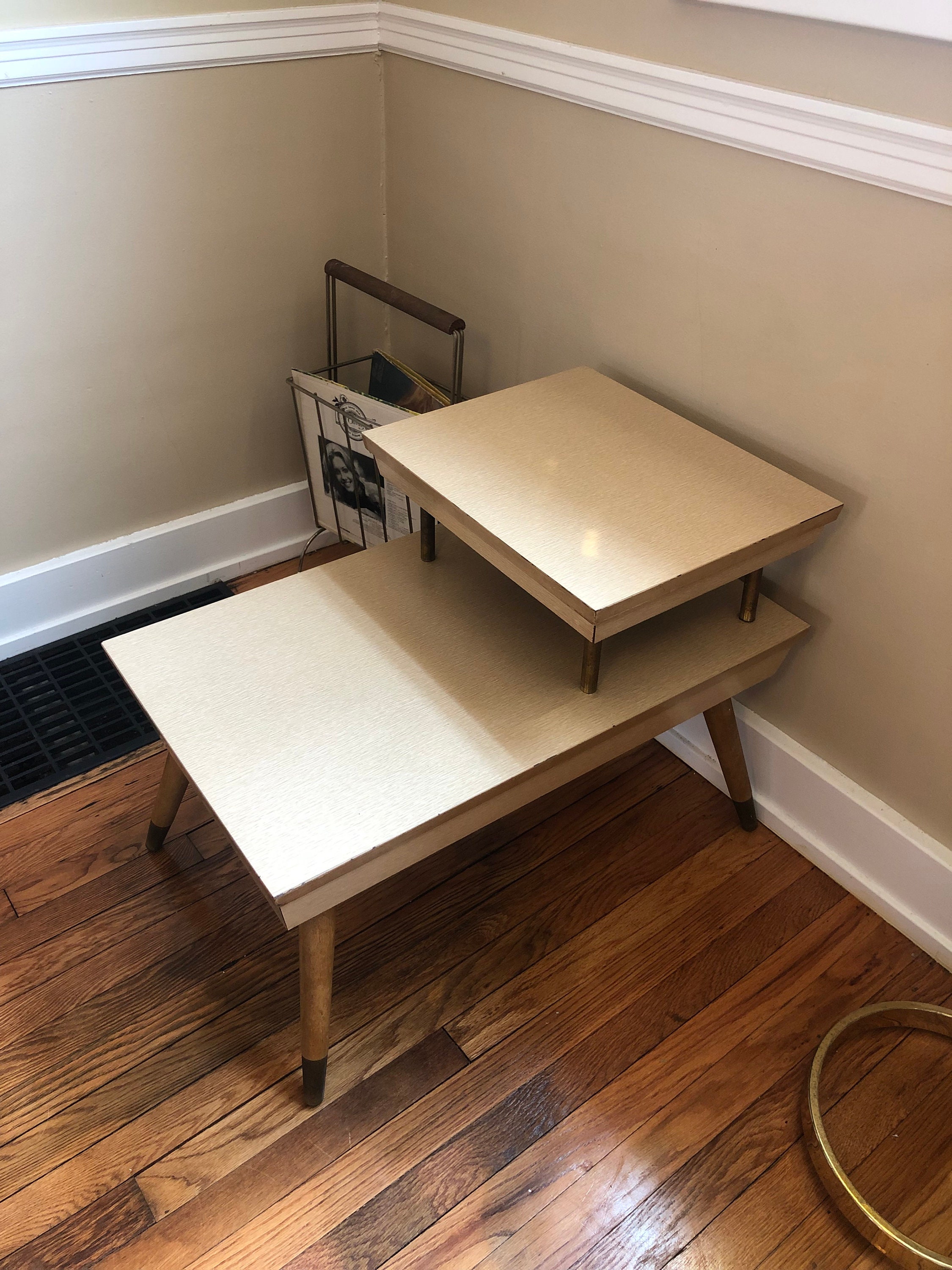 Vintage Mid-century Two-tiered Step Side Table, 1950s Retro Decor ...