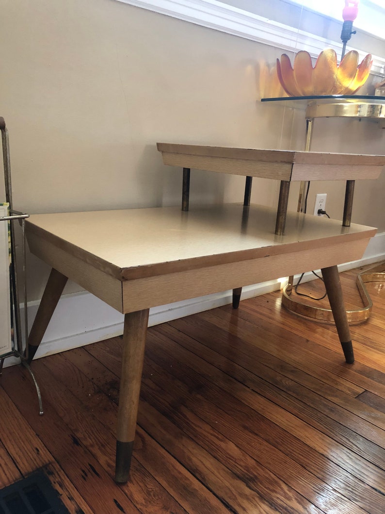 Vintage Mid-century Two-tiered Step Side Table, 1950s Retro Decor ...