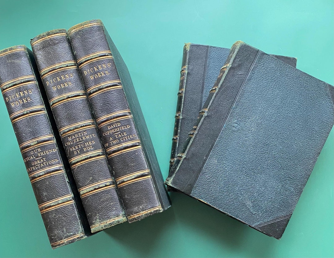 Charles Dickens Chapman & Hall 5 Book Set Illustrated Edition Leather ...