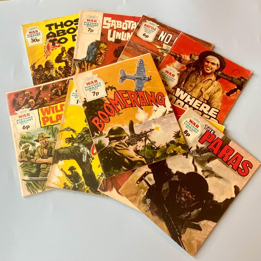9 Vintage War Pictures Library Comics Comic WW2 Gift or War Comic Retro ...
