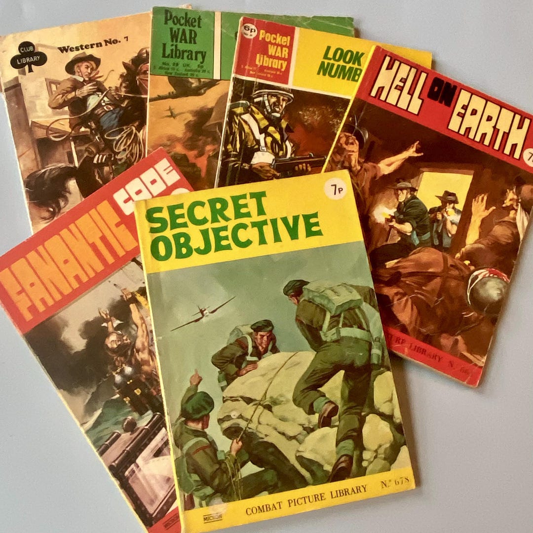 6 Vintage War & Western WW2 Comics Comic WW2 Gift or War Comic Retro ...