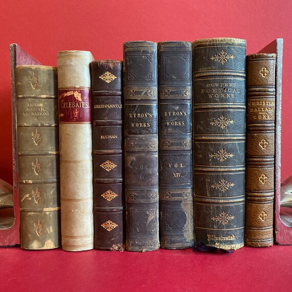 Stack Of Old Leather Books