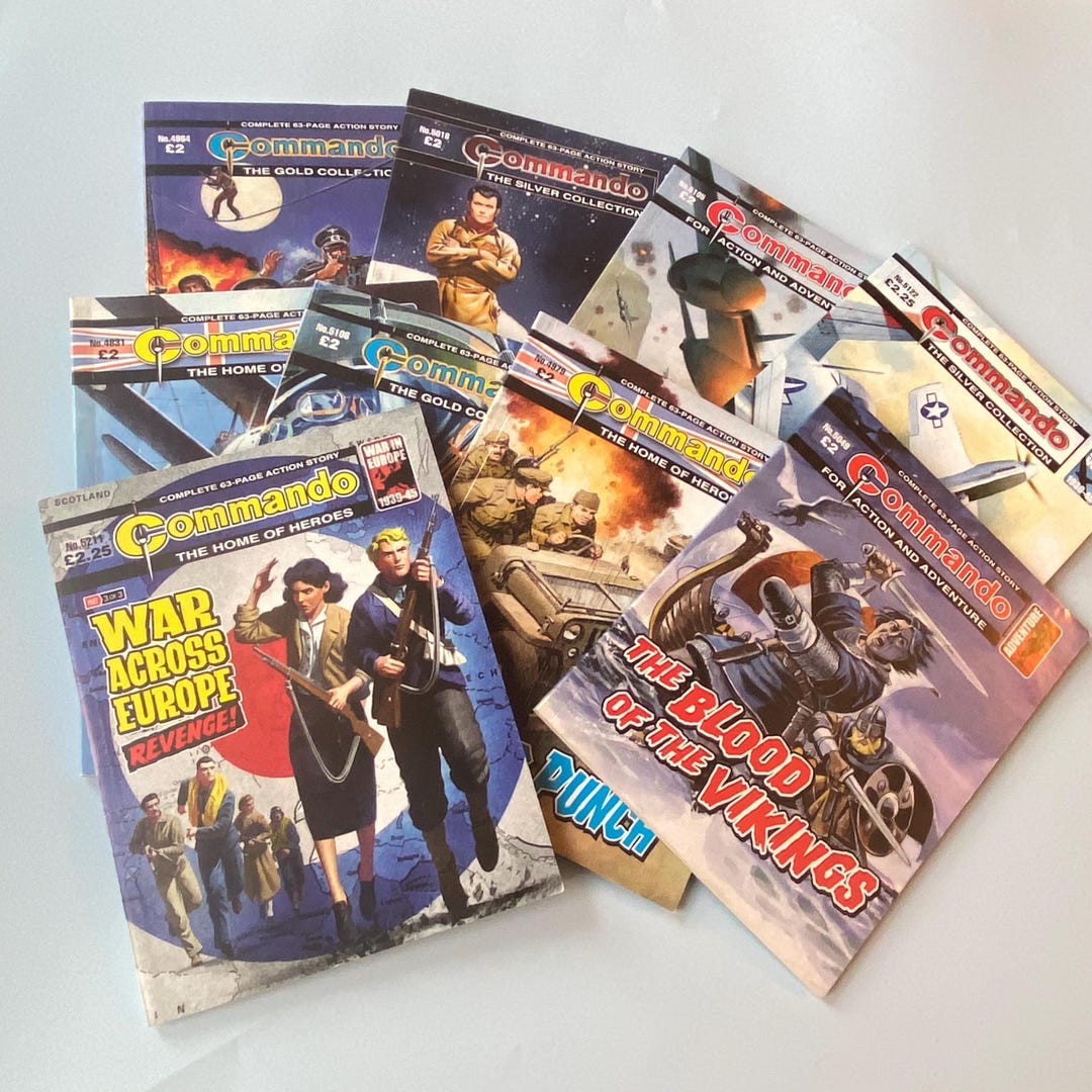 9 Vintage Commando Comics Comic WW2 Gift or War Comic Retro Lovers ...