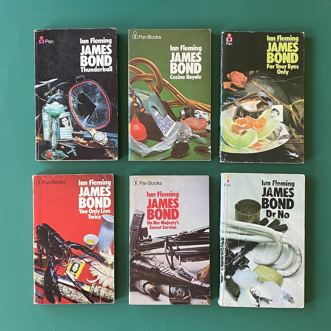 James Bond 6 Book Set Ian Fleming Pan Books 1970s Pan Covers Vintage ...