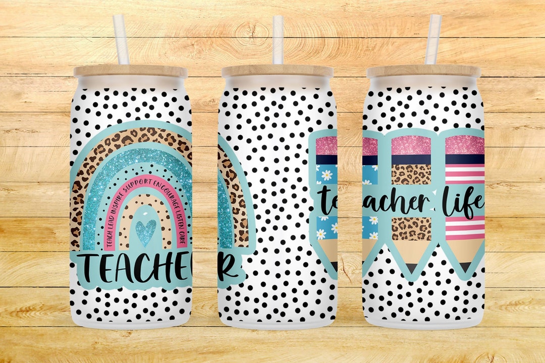 Teacher Glass Cup Teacher Iced Coffee Cupteacher - Etsy