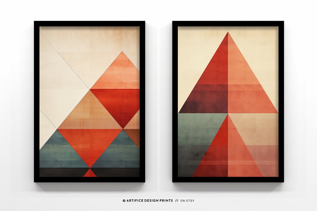 Geometric Modern Textured Angles Wall Art 2 Piece Fine Art PRINTABLE ...