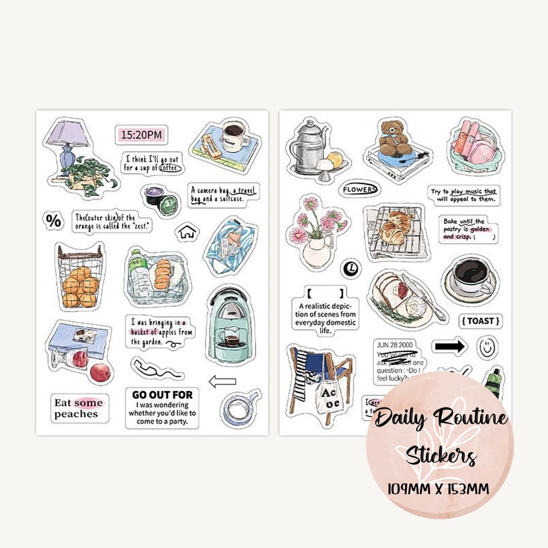 Everyday Objects Sticker Sheets, Planner, Calendar, Scrapbook, Journal ...