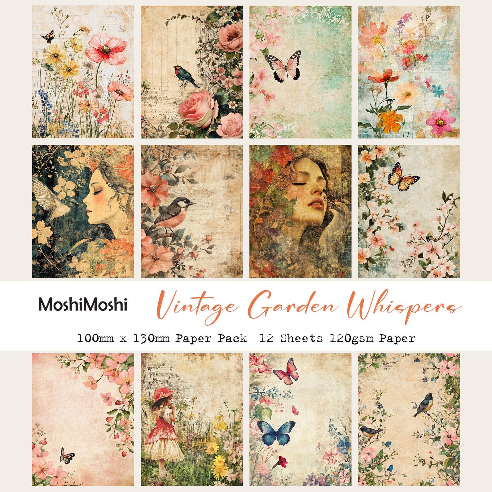 Floral Scrapbook Paper Pack: Vintage Garden Designs (12 Sheets) - Etsy