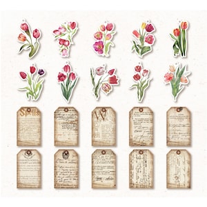 Flower Gift Tags, Floral Gift Wrapping, 40pcs, Retro Present Favour ...