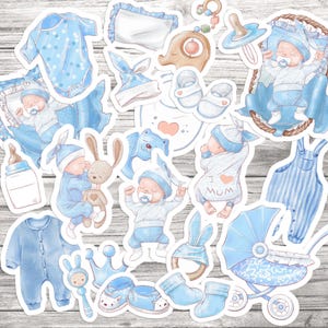 Blue Baby Boy Stickers, Baby-themed, Newborn, Journal, Scrapbook, Baby ...