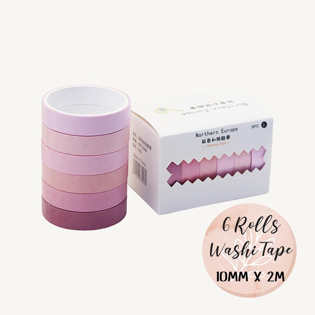 Pink Washi Tape Set, Pastel Pink Plain Solid Colour Tape, 10mm ...