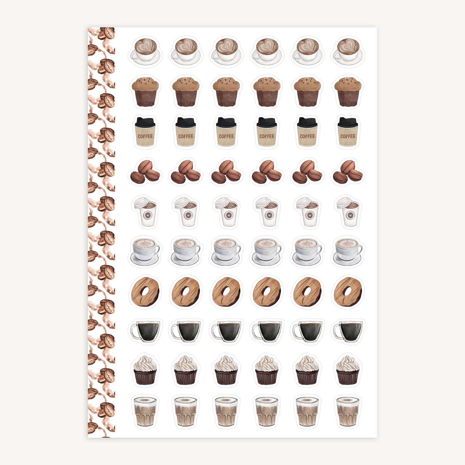 Coffee Sticker Sheet, Small Icon, Square Boxes, Planner Stickers ...