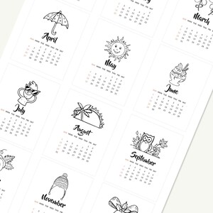 2025 Calendar Sticker Set, Minimalist Monthly Planner, Journal Stickers ...