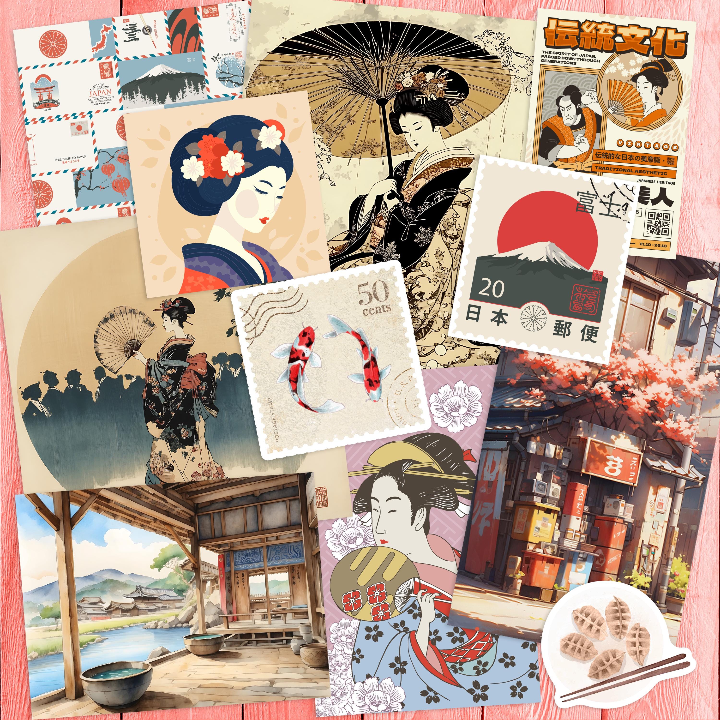 Japanese Culture Journaling Pack, Scrapbook Paper Stickers Ephemera - Etsy