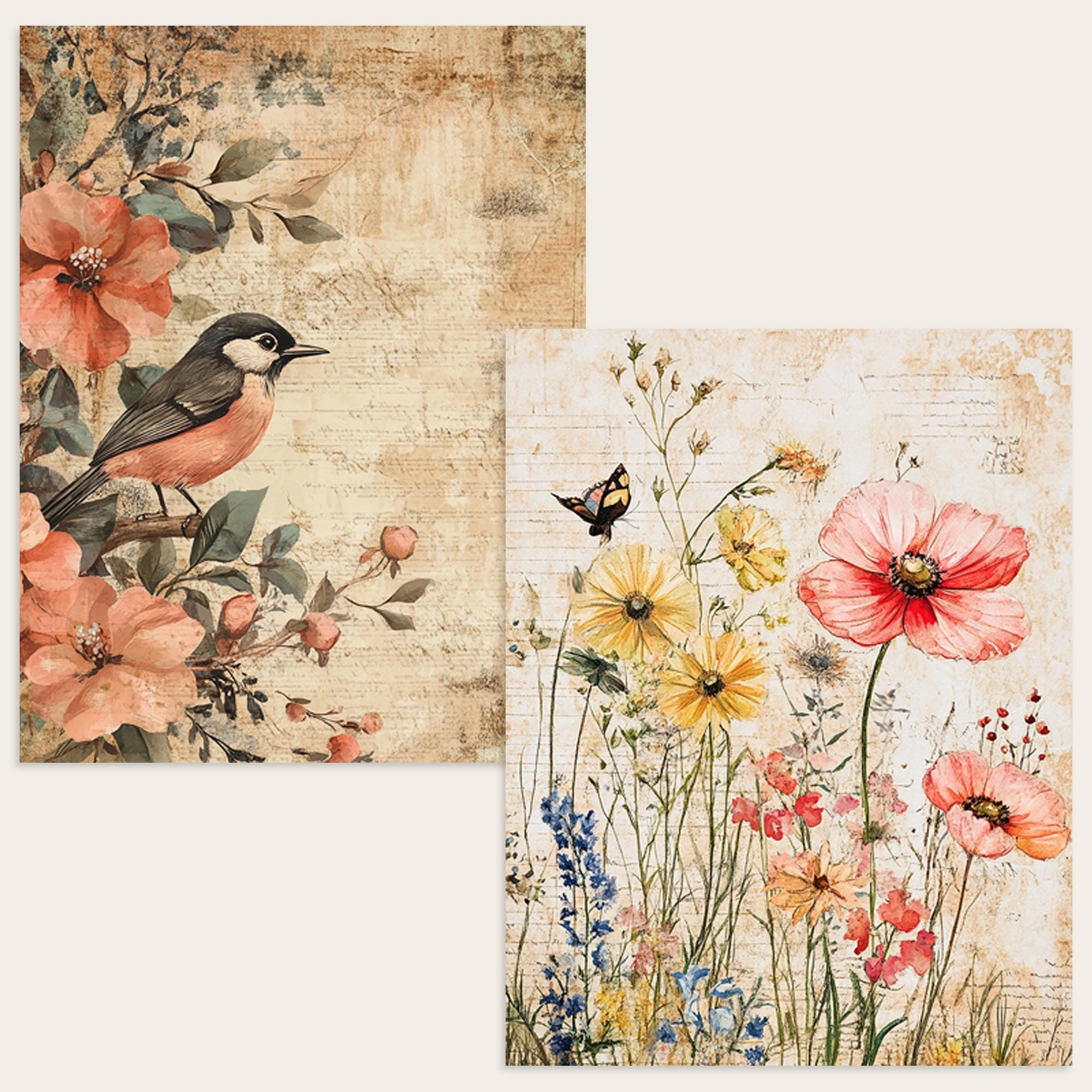 Floral Scrapbook Paper Pack: Vintage Garden Designs (12 Sheets) - Etsy