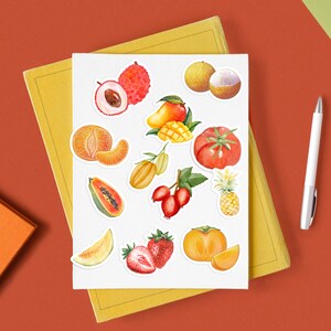 25 Fruit Stickers, Tropical Exotic Fruits, Watercolour Journal ...