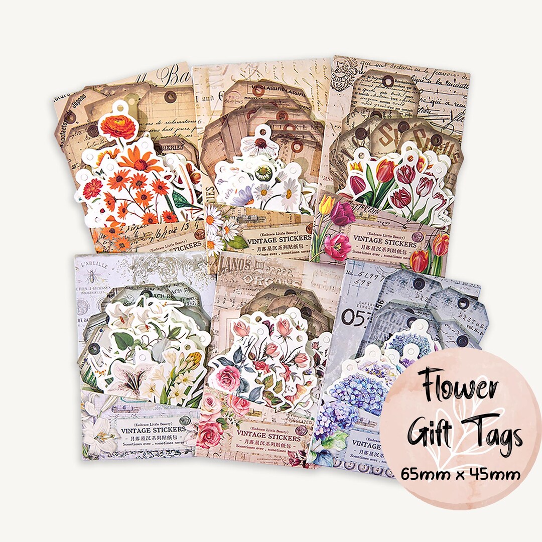Flower Gift Tags, Floral Gift Wrapping, 40pcs, Retro Present Favour ...