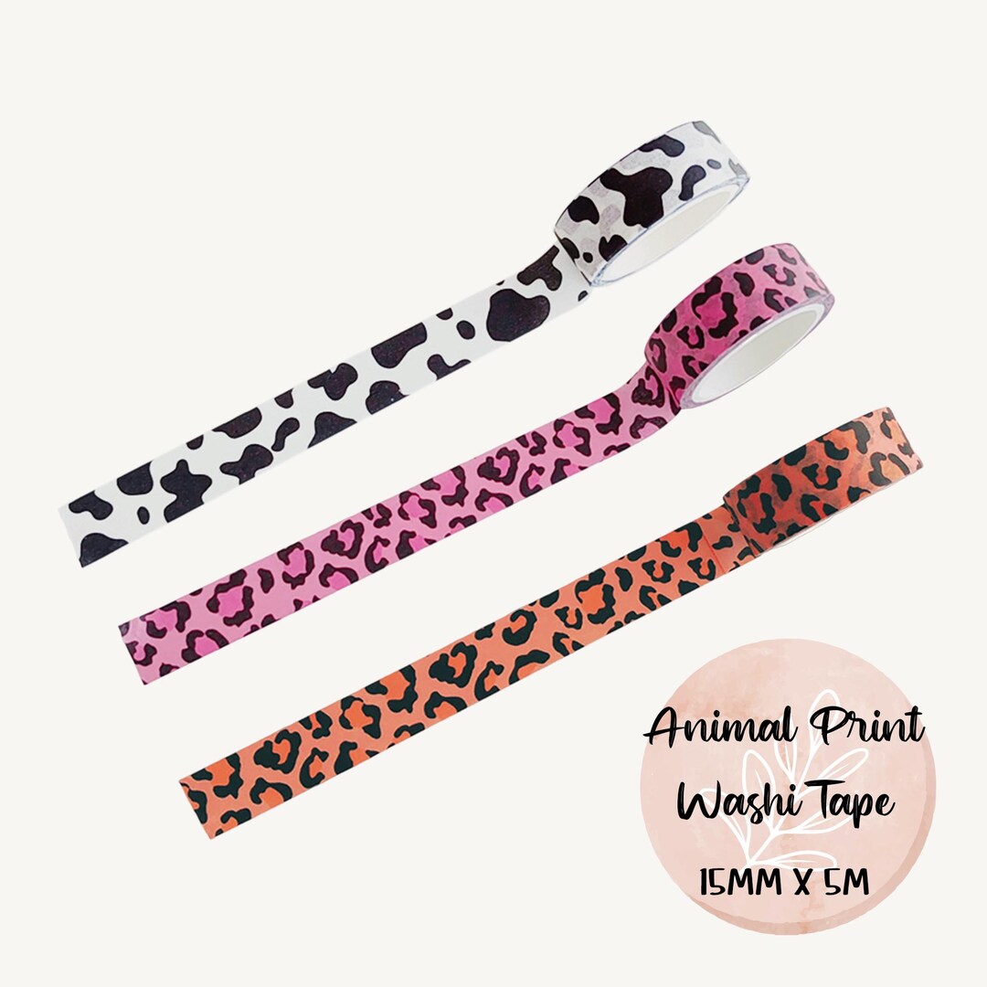Animal Print Washi Tape: Leopard & Cow Designs (15mm) - Etsy
