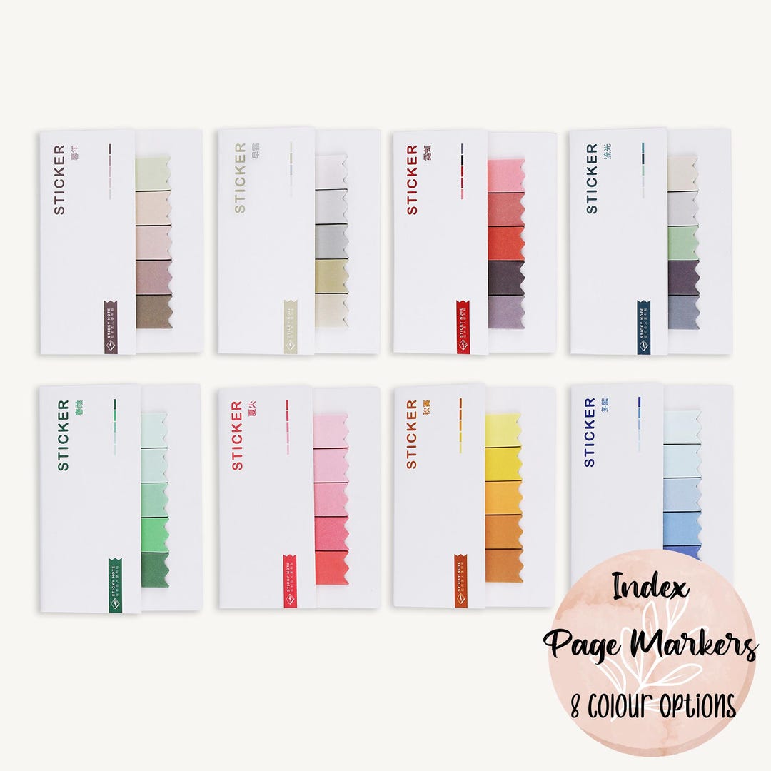 Index Page Markers, Gradient Sticky Note Tabs for Journals, Planners ...