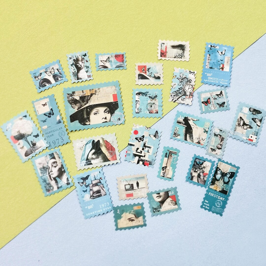 Retro Postage Stamp Stickers for Junk Journal, Scrapbooking, Collage - Etsy