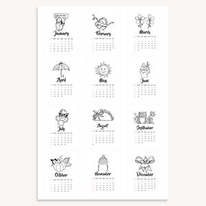 2025 Calendar Sticker Set, Minimalist Monthly Planner, Journal Stickers ...