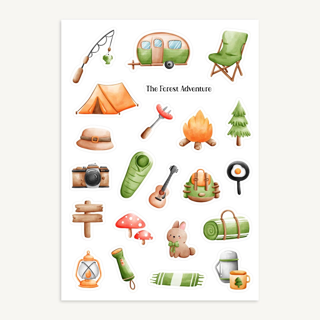 Camping Sticker Sheet, Adventure, Hiking, Picnic, Stickers for Planner ...