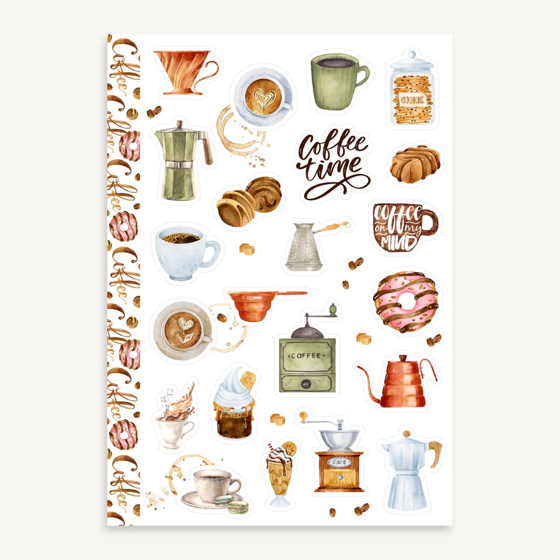 Coffee Time Sticker Sheet, Bakery, Coffee Lover, Planner Stickers ...