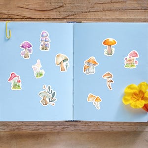 25 Mushroom Stickers, Toadstool, Fungi Journal & Scrapbook Planner ...