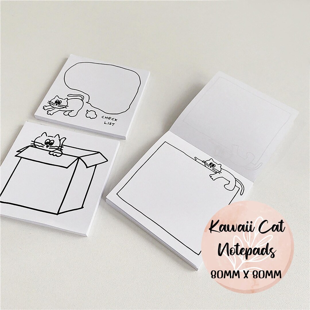 Kawaii Cat Notepads, Memo Pads, Cat Stationery - Etsy