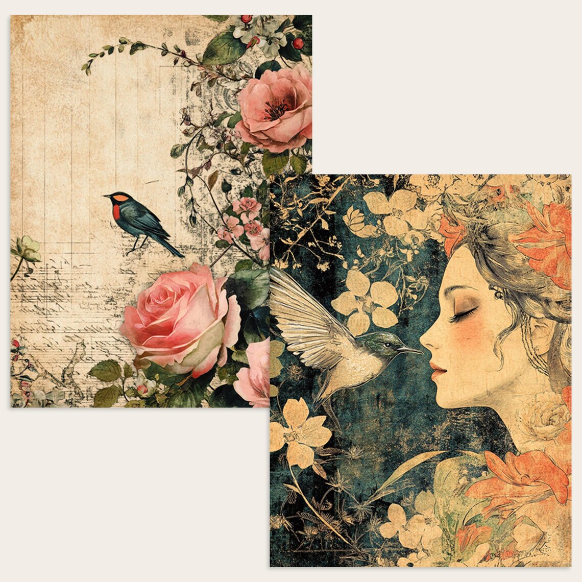 Floral Scrapbook Paper Pack: Vintage Garden Designs (12 Sheets) - Etsy