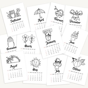 2025 Calendar Sticker Set, Minimalist Monthly Planner, Journal Stickers ...