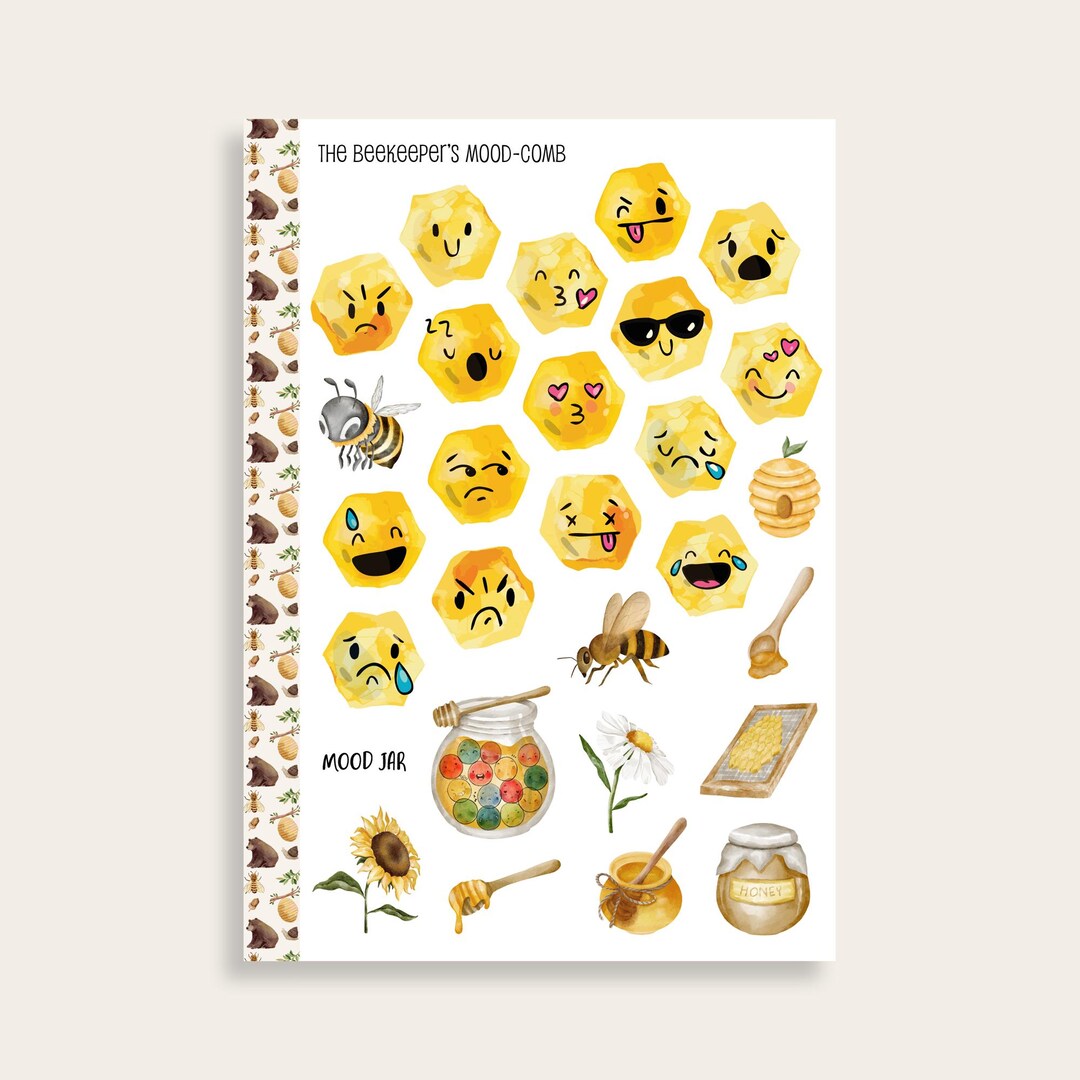 Honeycomb Emoti Sticker Sheet, Emoticon, Mood Tracking, Planner ...
