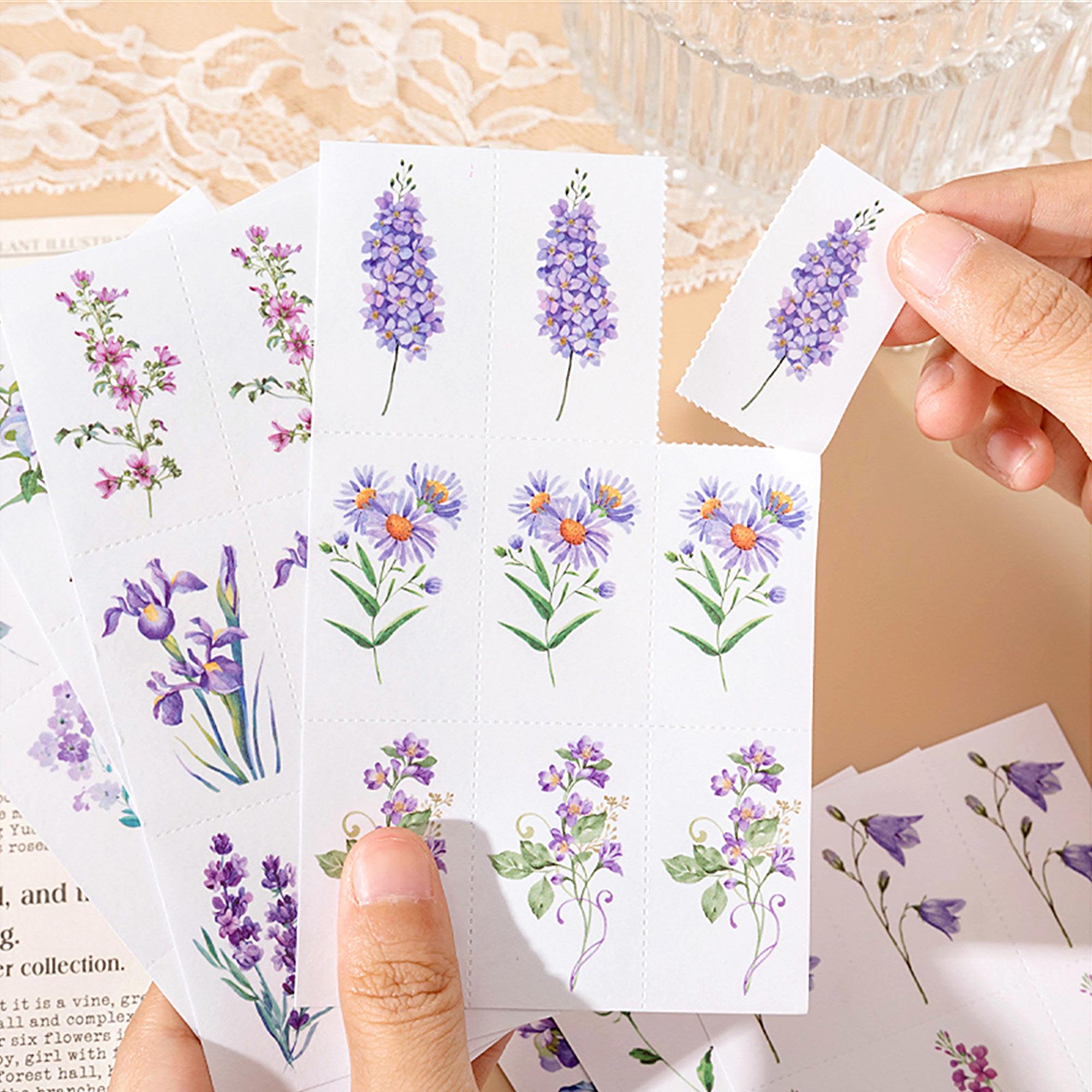 135pcs Purple Flower Sticker Pack, Iris, Lavender, Watercolour Floral ...