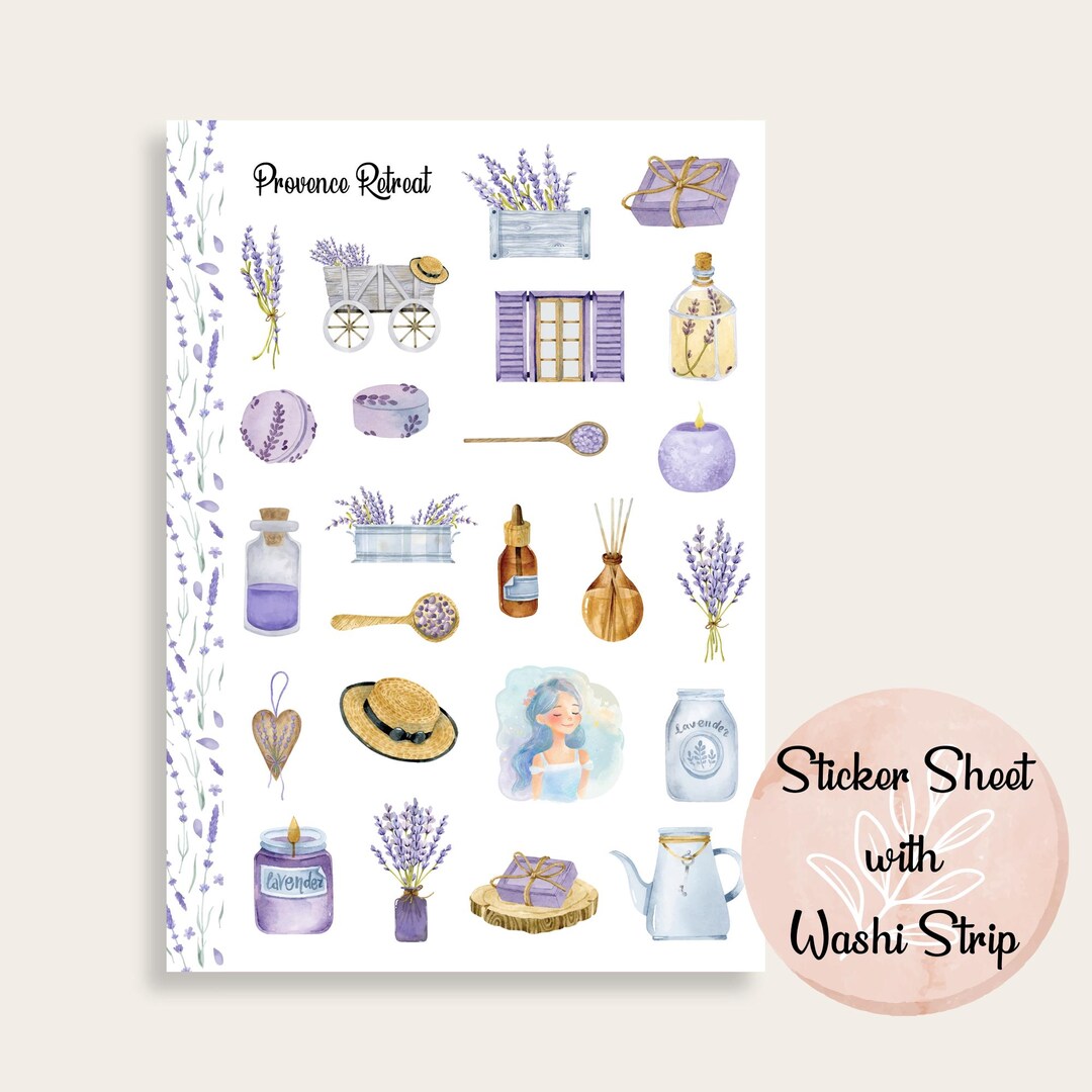 Lavender Aromatherapy Sticker Sheet: Provence Spa Theme With Washi ...