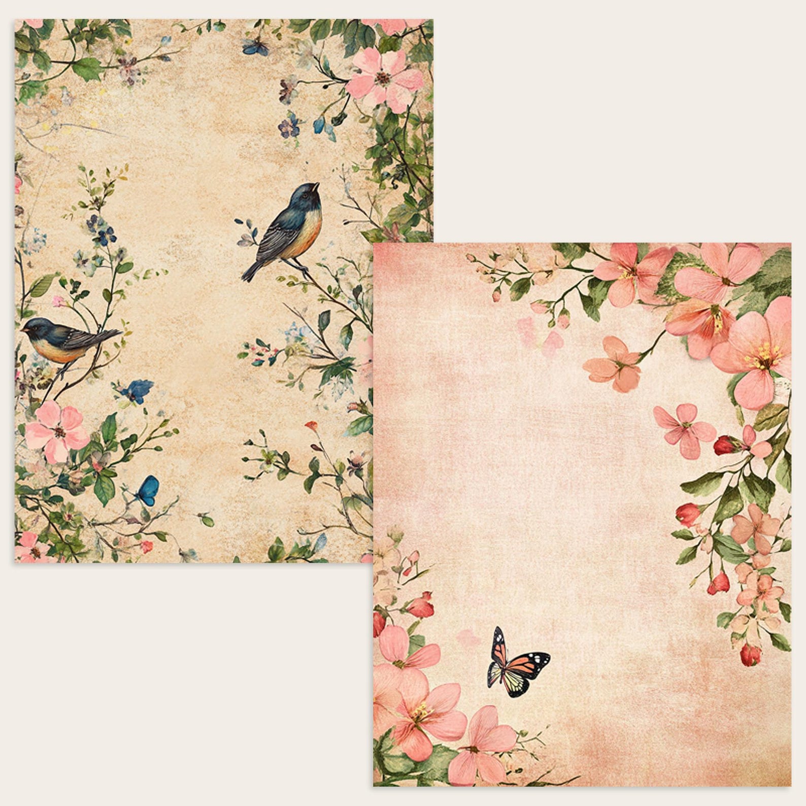 Floral Scrapbook Paper Pack: Vintage Garden Designs (12 Sheets) - Etsy