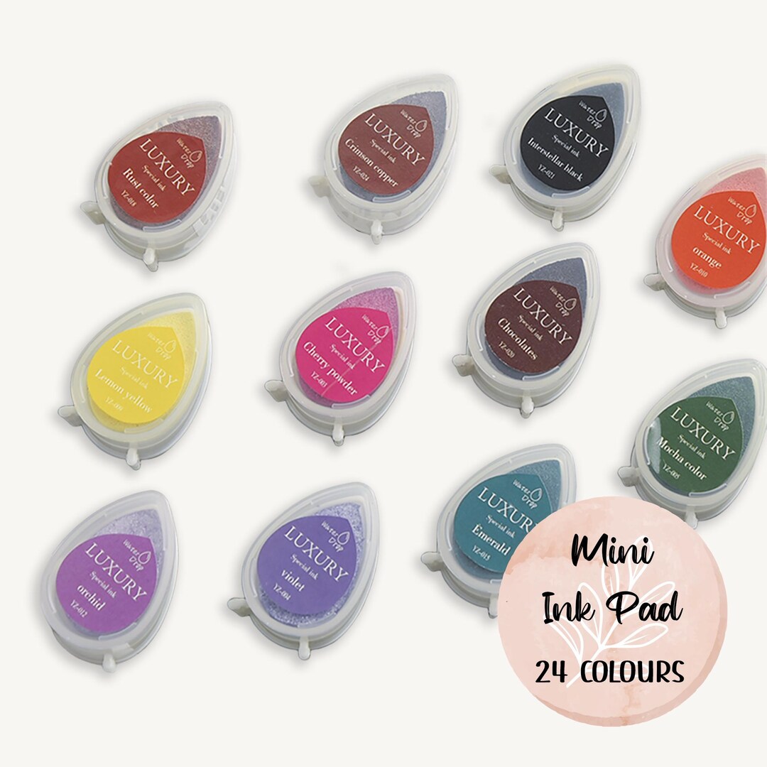 Small Ink Pad, 24 Colours, Tear Drop Shaped Finger Ink Pads for ...