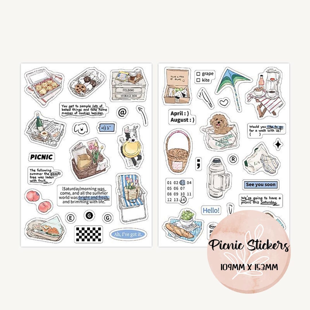 Picnic & Outdoor Sticker Sheets, Food, Beverages, Planner, Calendar ...