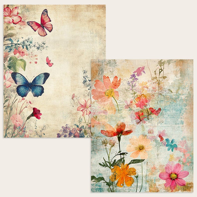 Floral Scrapbook Paper Pack: Vintage Garden Designs (12 Sheets) - Etsy