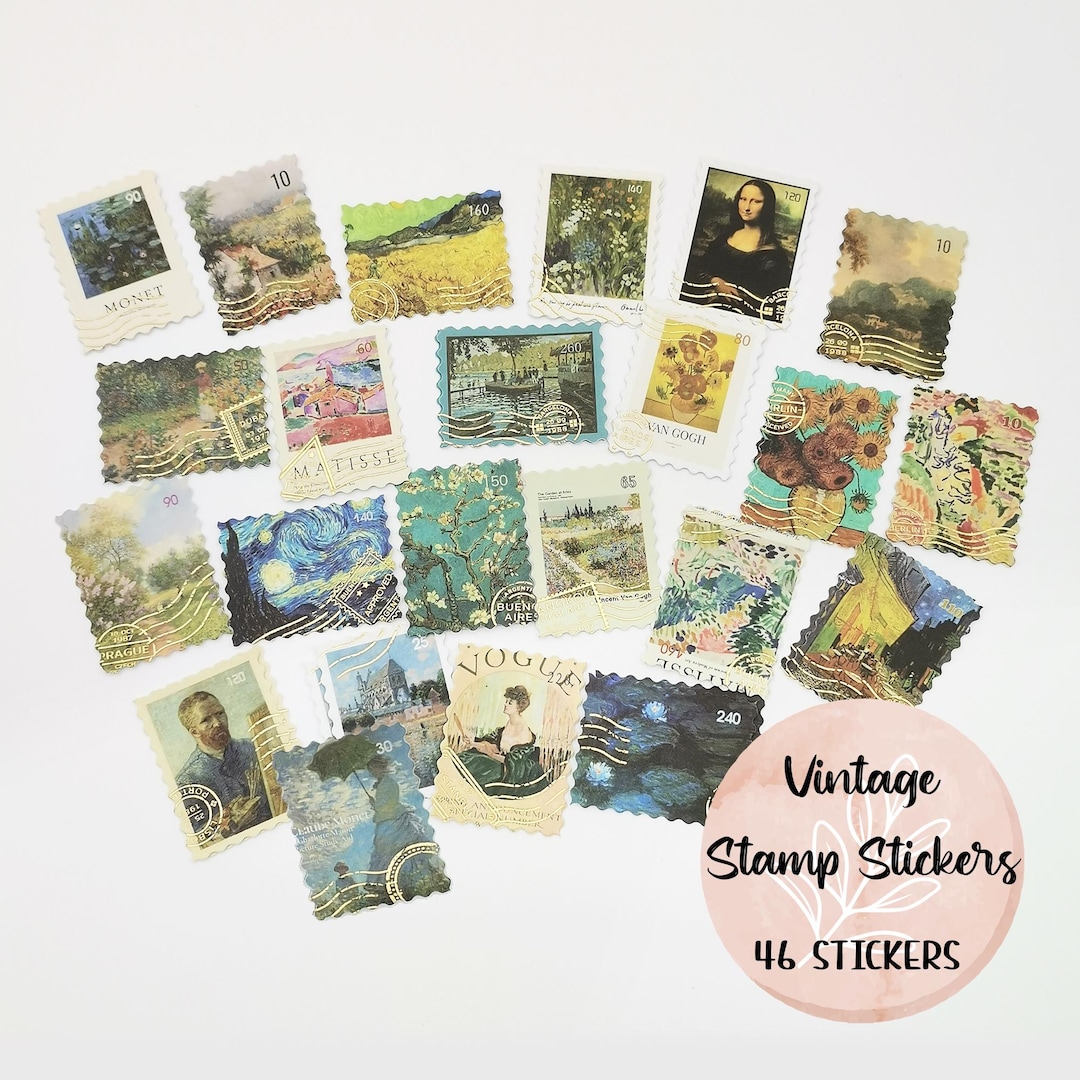 Vintage Art Stickers, Retro Painting Stickers, Junk Journal ...