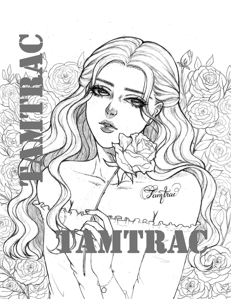 Feminine Coloring Page | A4 Printable Adult Tattoo Colouring Book ...