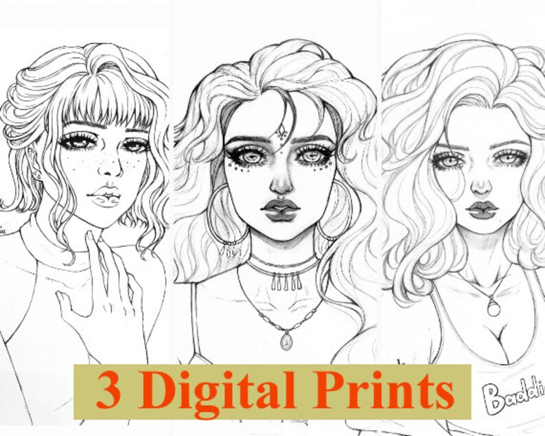 Feminine Coloring Page | A4 Printable Adult Tattoo Colouring Book ...