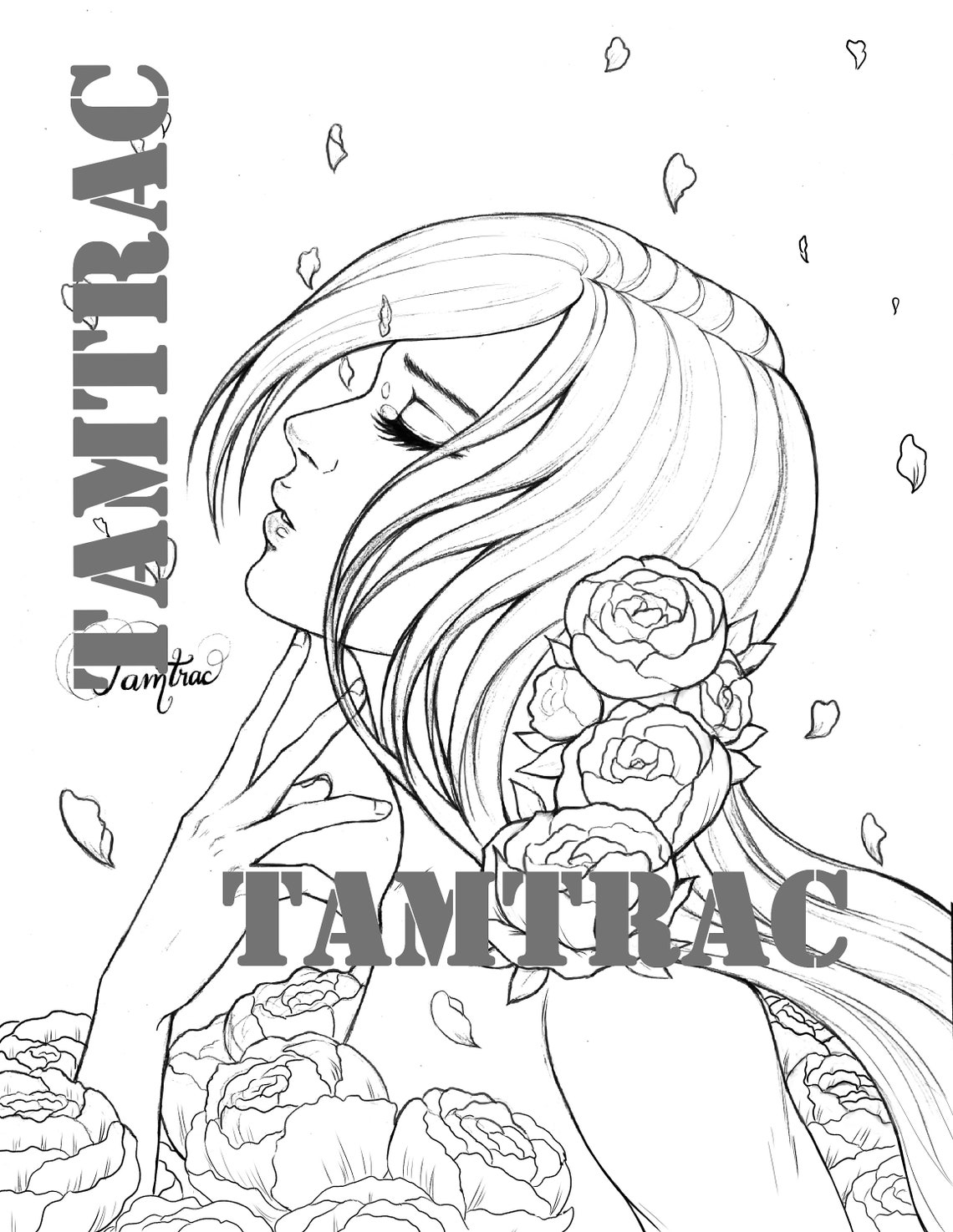Feminine Coloring Page | A4 Printable Adult Tattoo Colouring Book ...