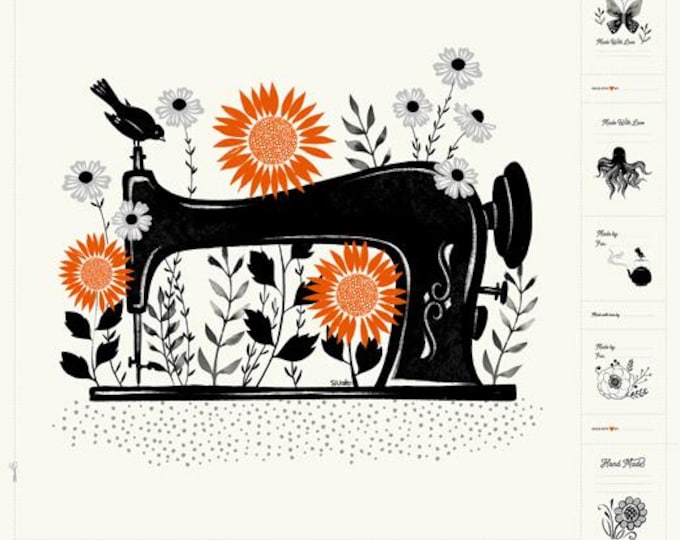 Ruby Star CRESCENT 2019 Fabric PANEL | Sarah Watts | Black & Rust on ...