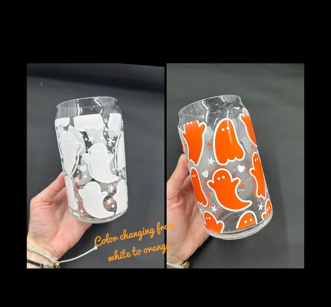 Spooky COLOR CHANGING Ghosts | Iced Coffee Glass| Beer Can Glass ...