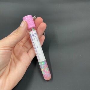 Phlebotomy Keychain Pink Top |EDTA Tube| Glitter| Lab Gift| Blood Bank ...