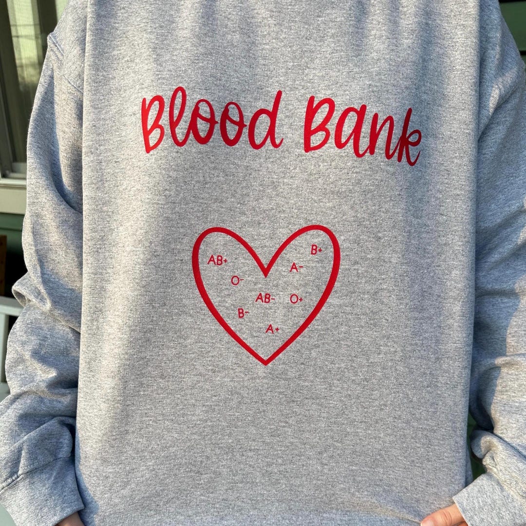 Blood Bank Love All Blood Types Crewneck| Blood Banker| Lab Gift| Lab ...