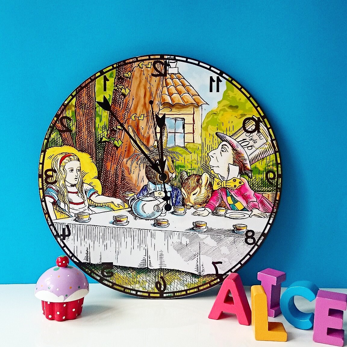 Alice In Wonderland Backwards Wall Clock. Gift Home. Cheshire | Etsy